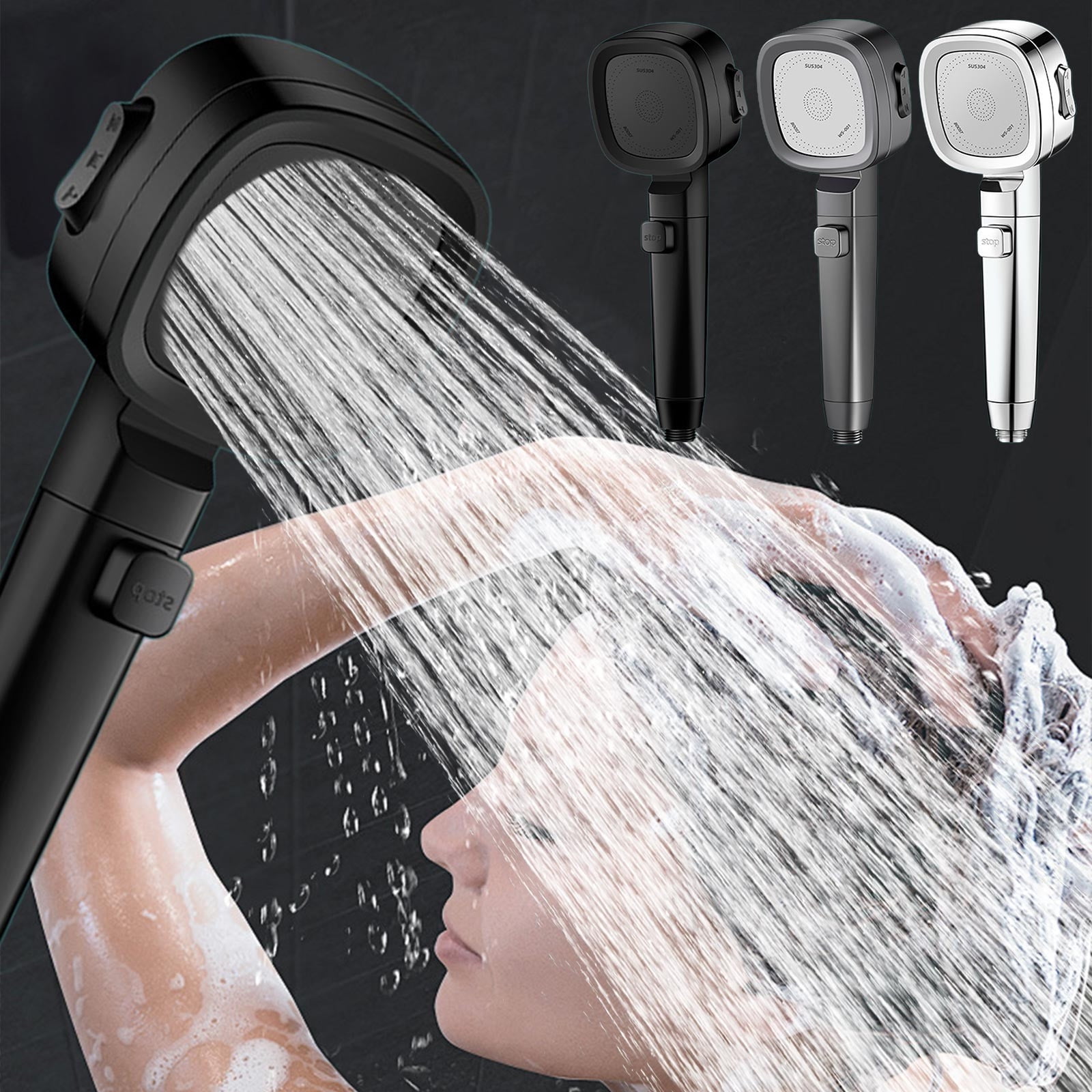 Shower Head Filter, Bathroom Spray Nozzle, 360-Degree Spray, Modern Style for Home, Water ...