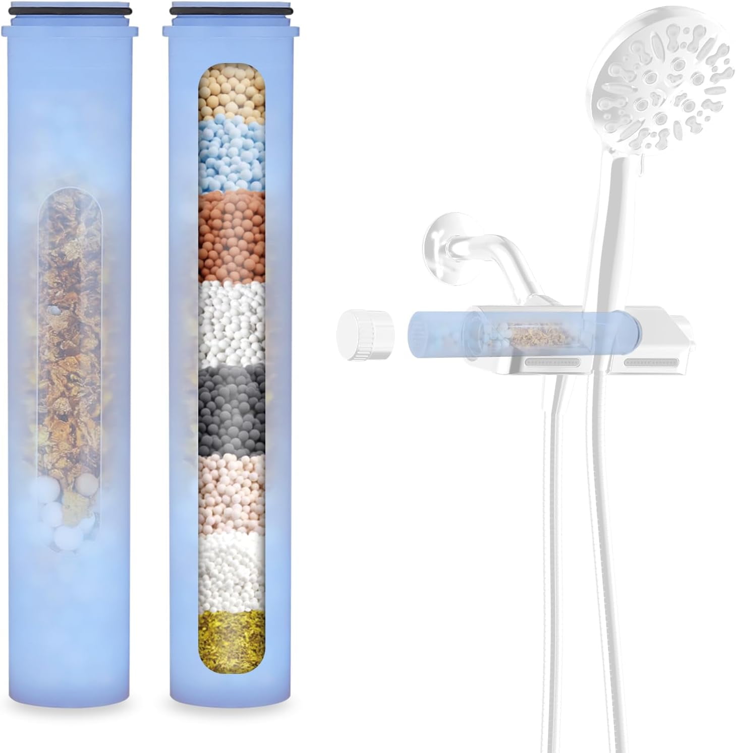 Shower Head Filter Replacement Cartridge for Filtered Shower Head with Handheld Spray Combo, 2 ...