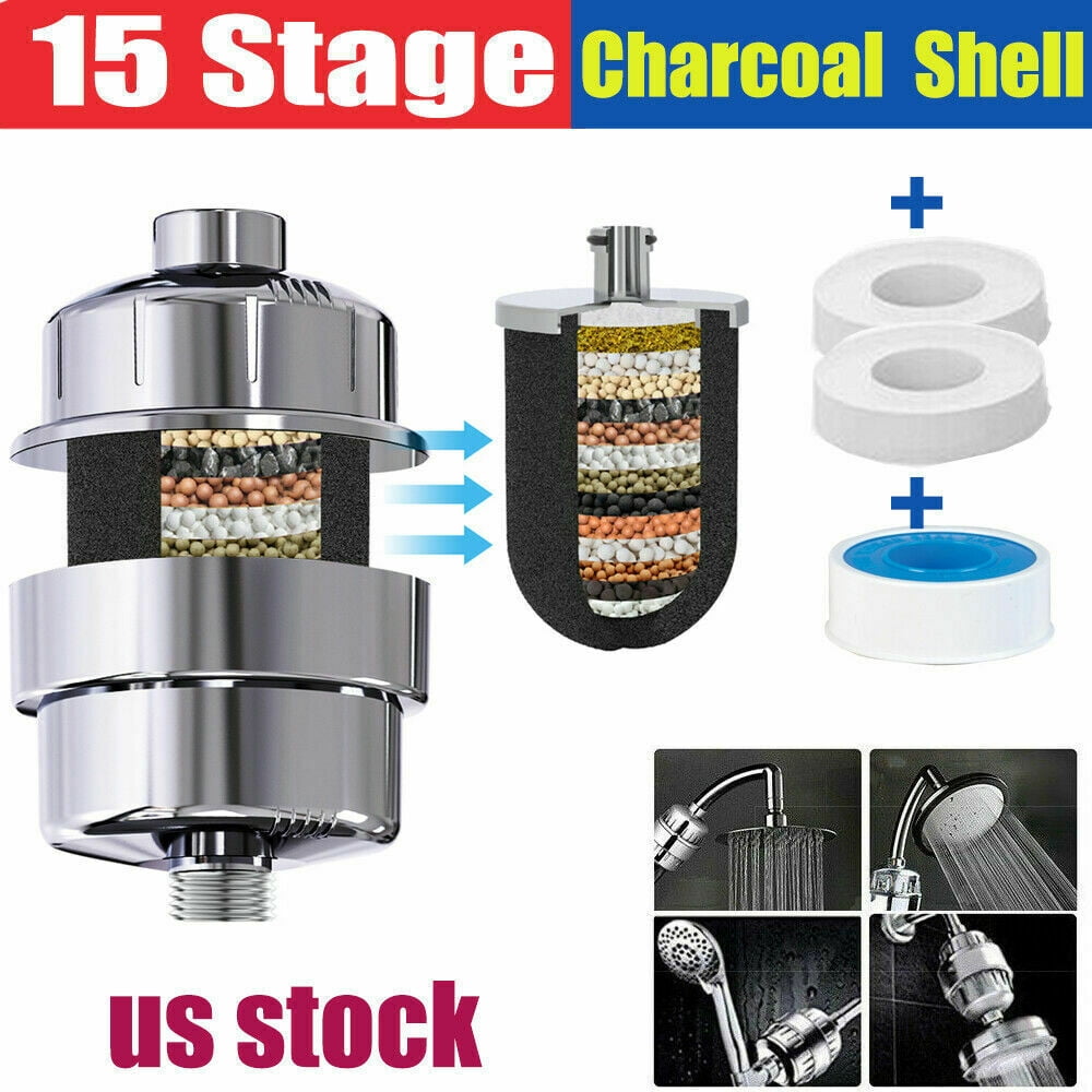 Shower Head Filter Water Purification Filters 15 Stage KDF-55 Softener ...