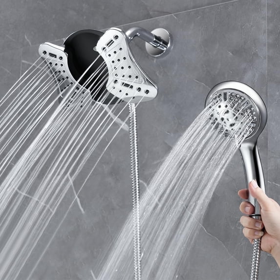 Shower Head with Handheld Spray Combo: 2 in 1 Rainfall Shower Heads ...
