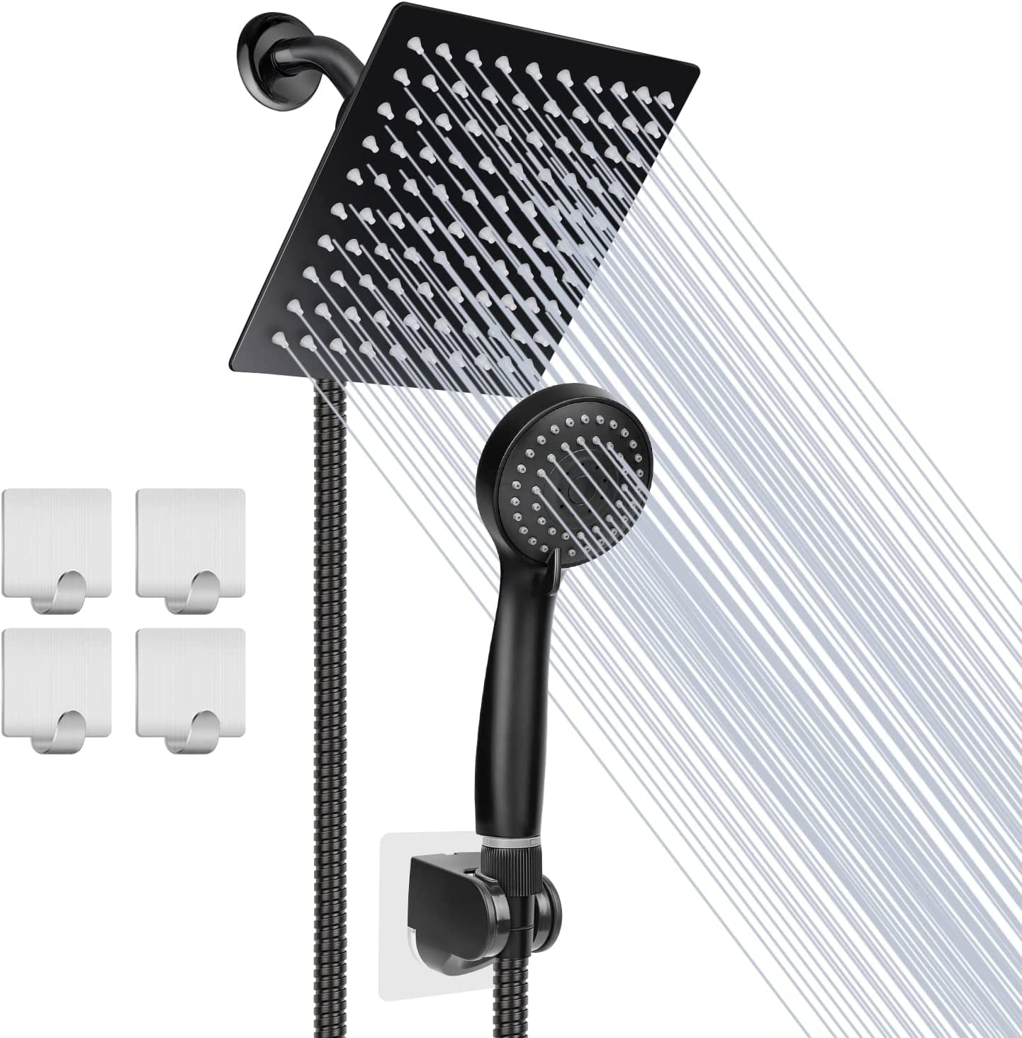 Shower Head, High Pressure 8'' Rainfall Stainless Steel Shower Head/Handheld Combo with 60 ...