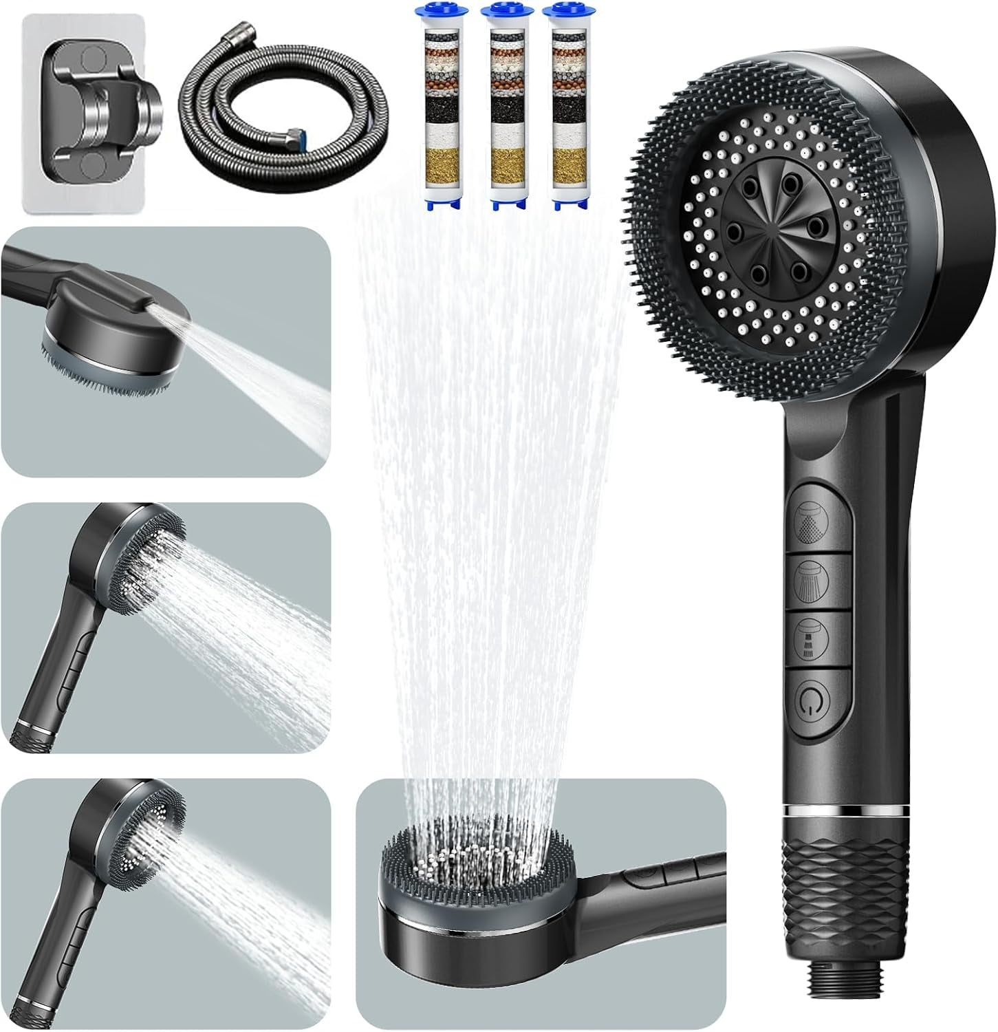 Shower Head High Pressure with Handheld, Filtered Shower Heads 3+1 ...