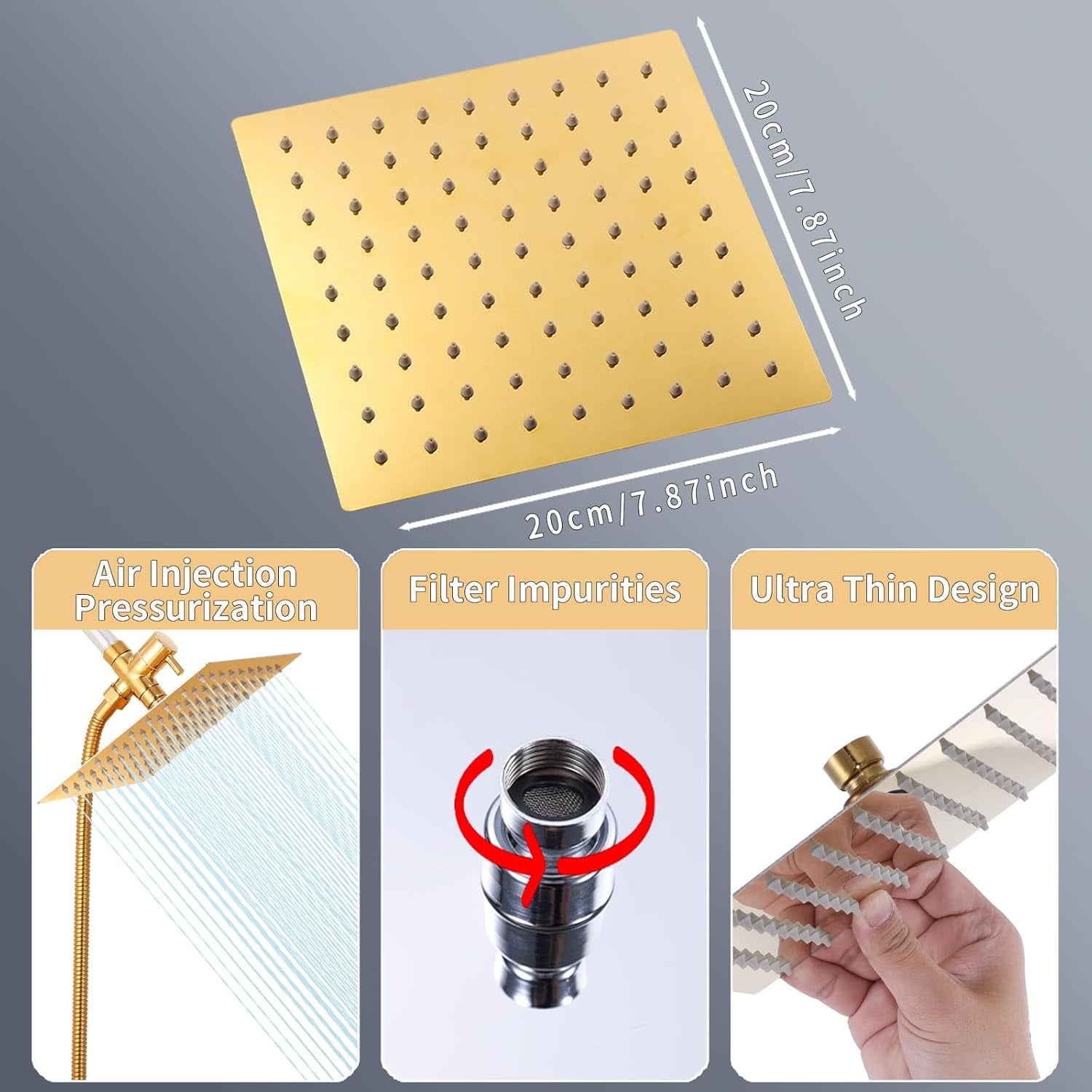 Shower Head with Hose, High Pressure Stainless Steel Rain Shower and 3 ...