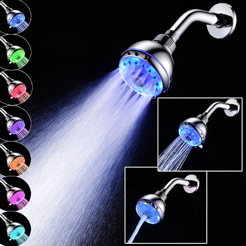Shower Head Rgb 7 Colorful Led Light Water Bath Bathroom Filtration