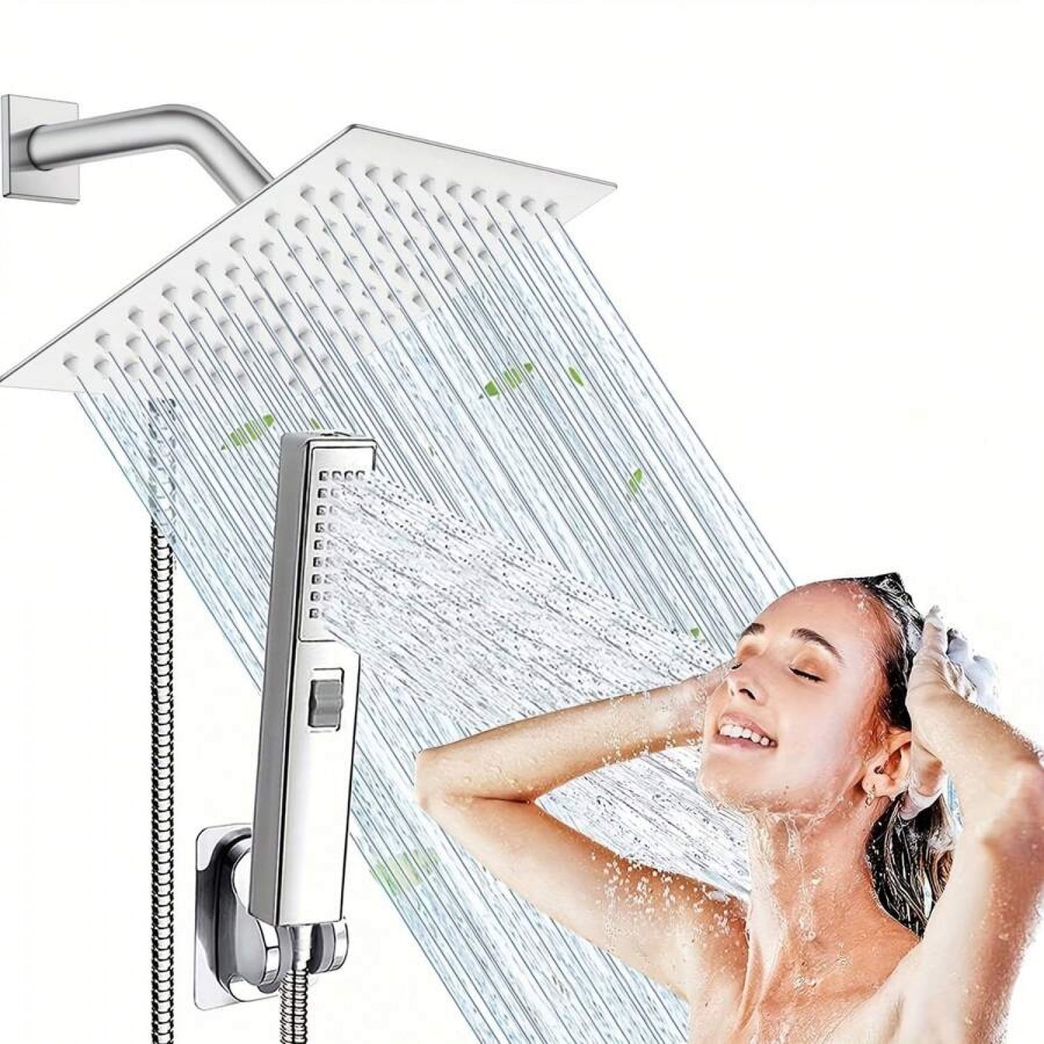 Shower Head Set, With 1 Overhead Spray, 1 Diverter Valve, 1 Shower Hose ...