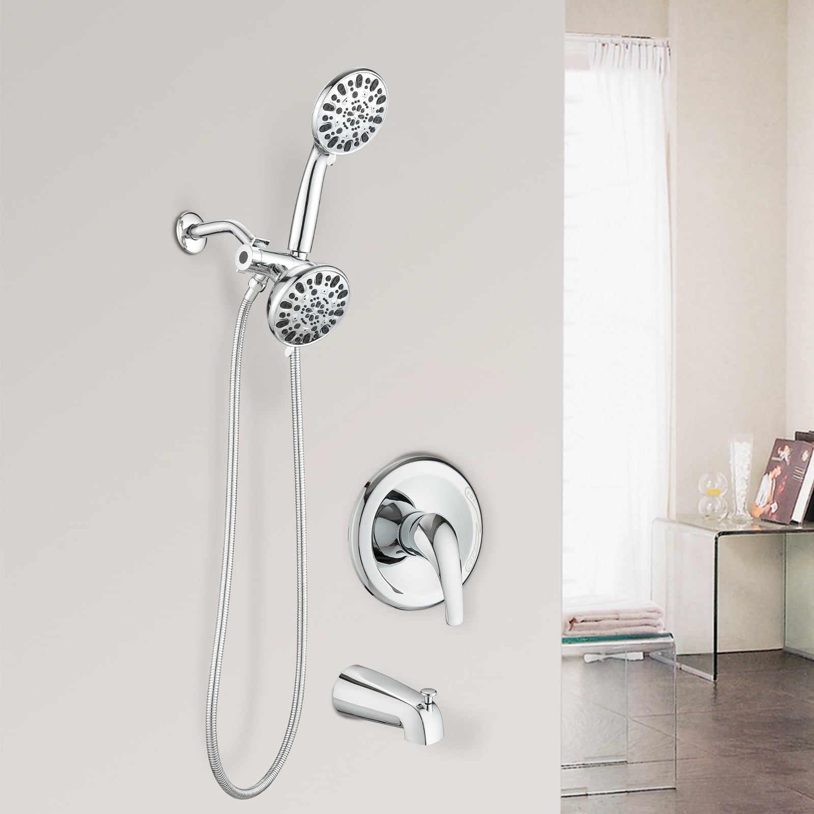 Shower Head，Shower System with Tub Spout Rain Shower Tub Set, High ...