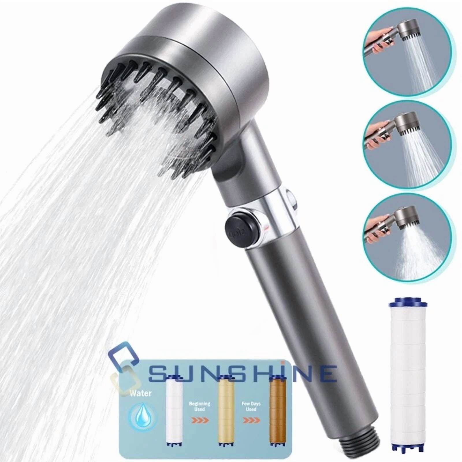 Shower Head W/Filter Core Pressure Boost Showers Head One-Key Stop ...