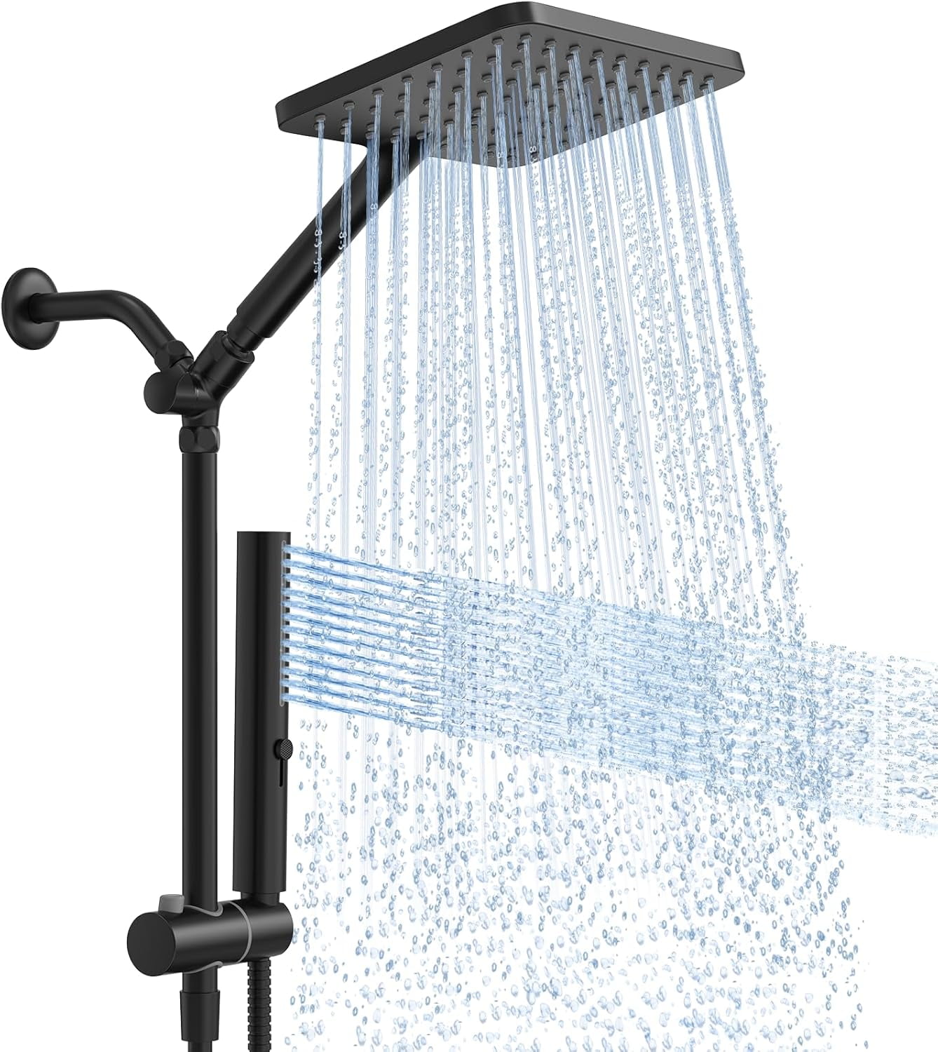 Shower Heads with Handheld Spray Combo Matte Black, 10 Inch High ...