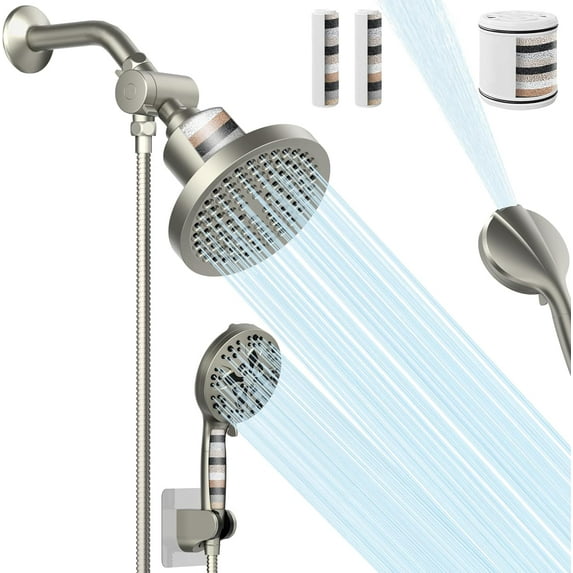 Shower Heads With Handheld Combo,6" High Rain Shower with Filters,5 ...