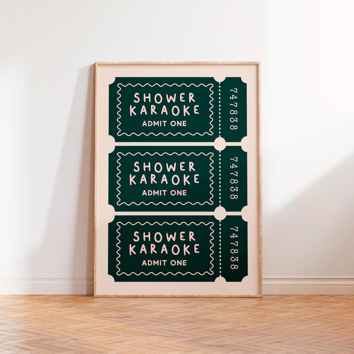Shower Karaoke Ticket Poster, Green Pink Typography Poster, Singing ...