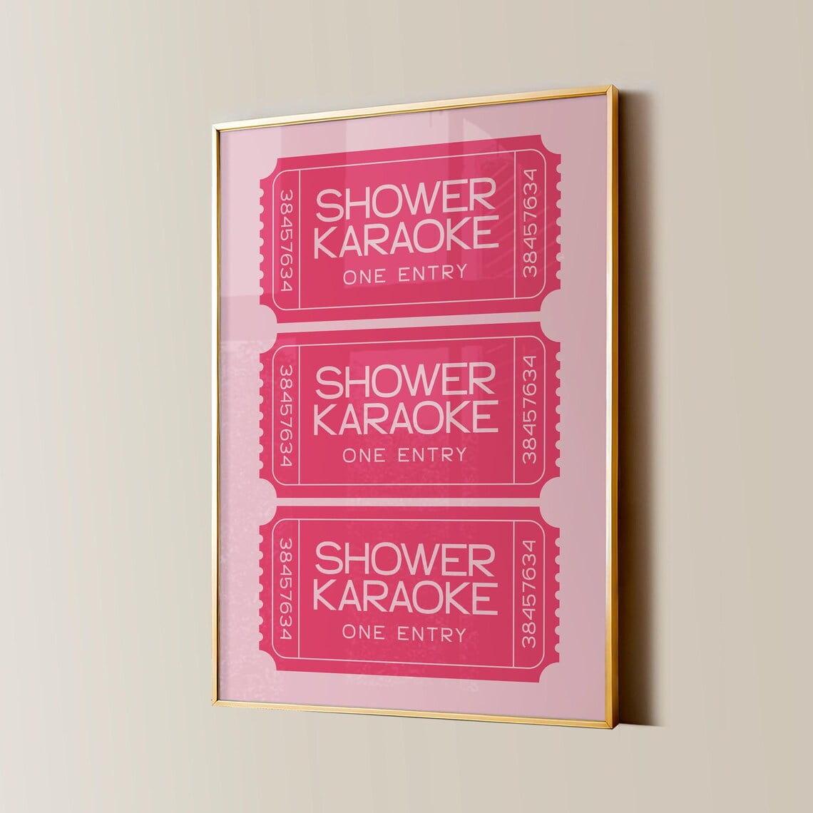 Shower Karaoke Ticket Print, Funny Bathroom Decor, Girly Preppy ...