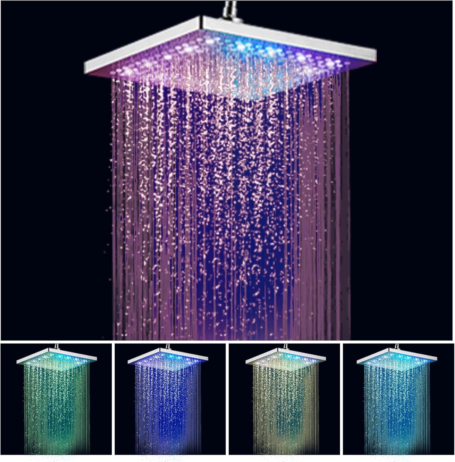 Shower , LED Shower Color Changing for Bathroom, 8 Inch Square Light Up ...