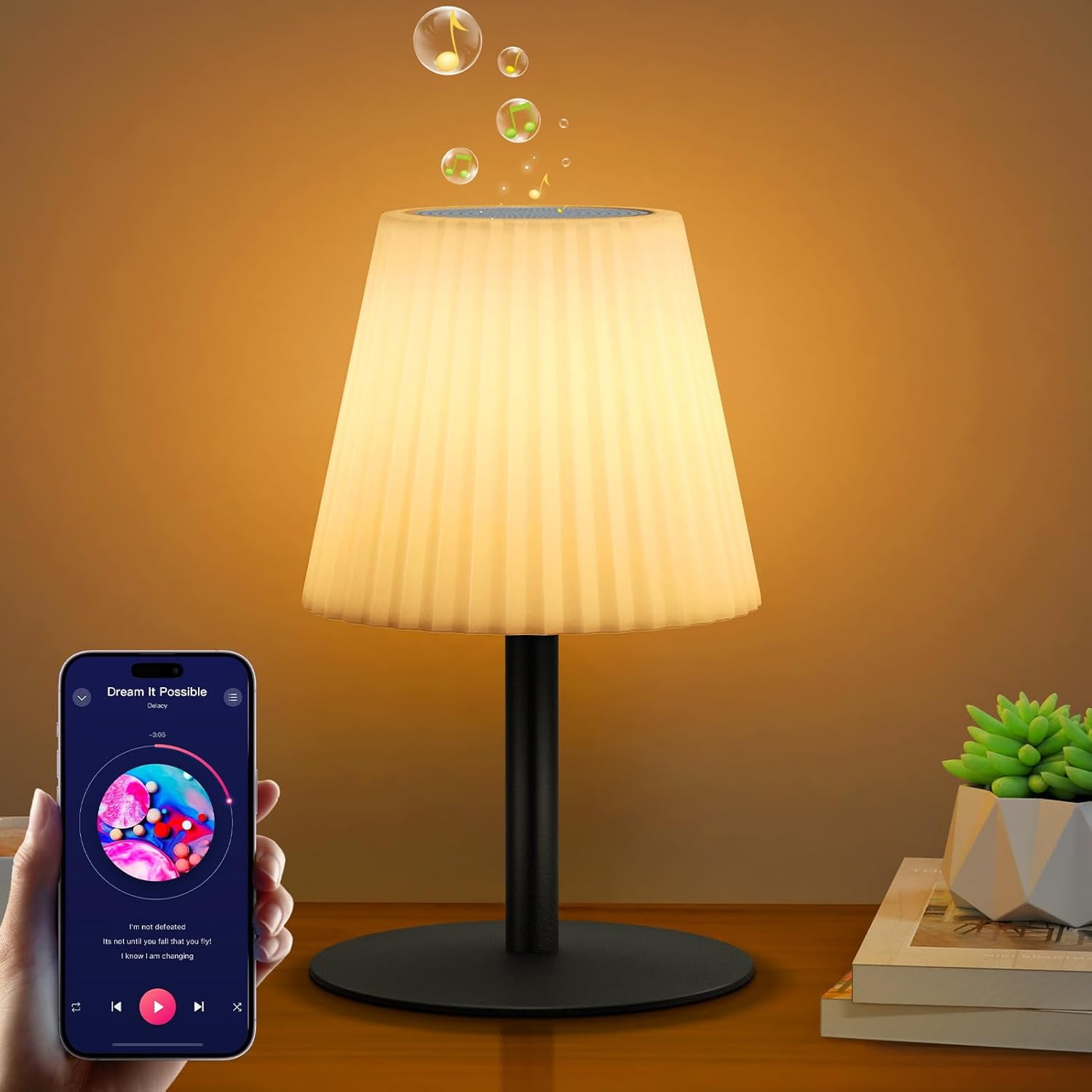 Shower Lamp with Speaker Cordless Outdoor Speaker Table Lamp with RGB ...