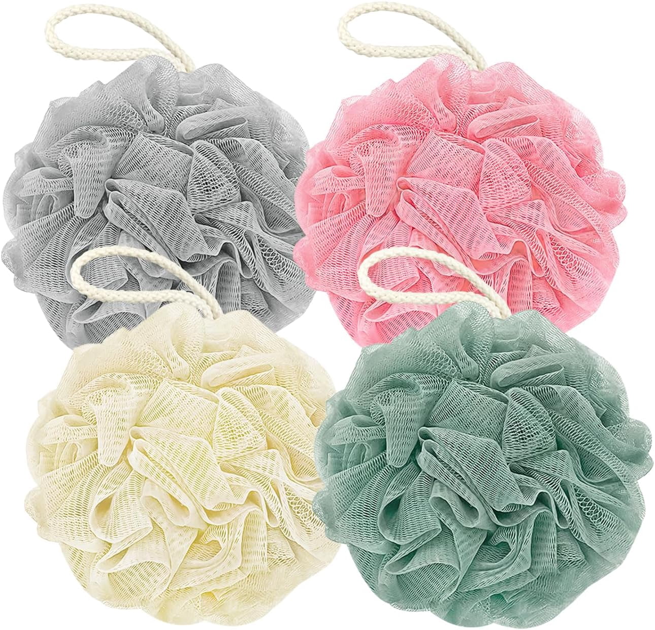 Shower Loofah Bath Sponge, 4 Color Mesh Bath Ball Shower Gel - Walmart.com