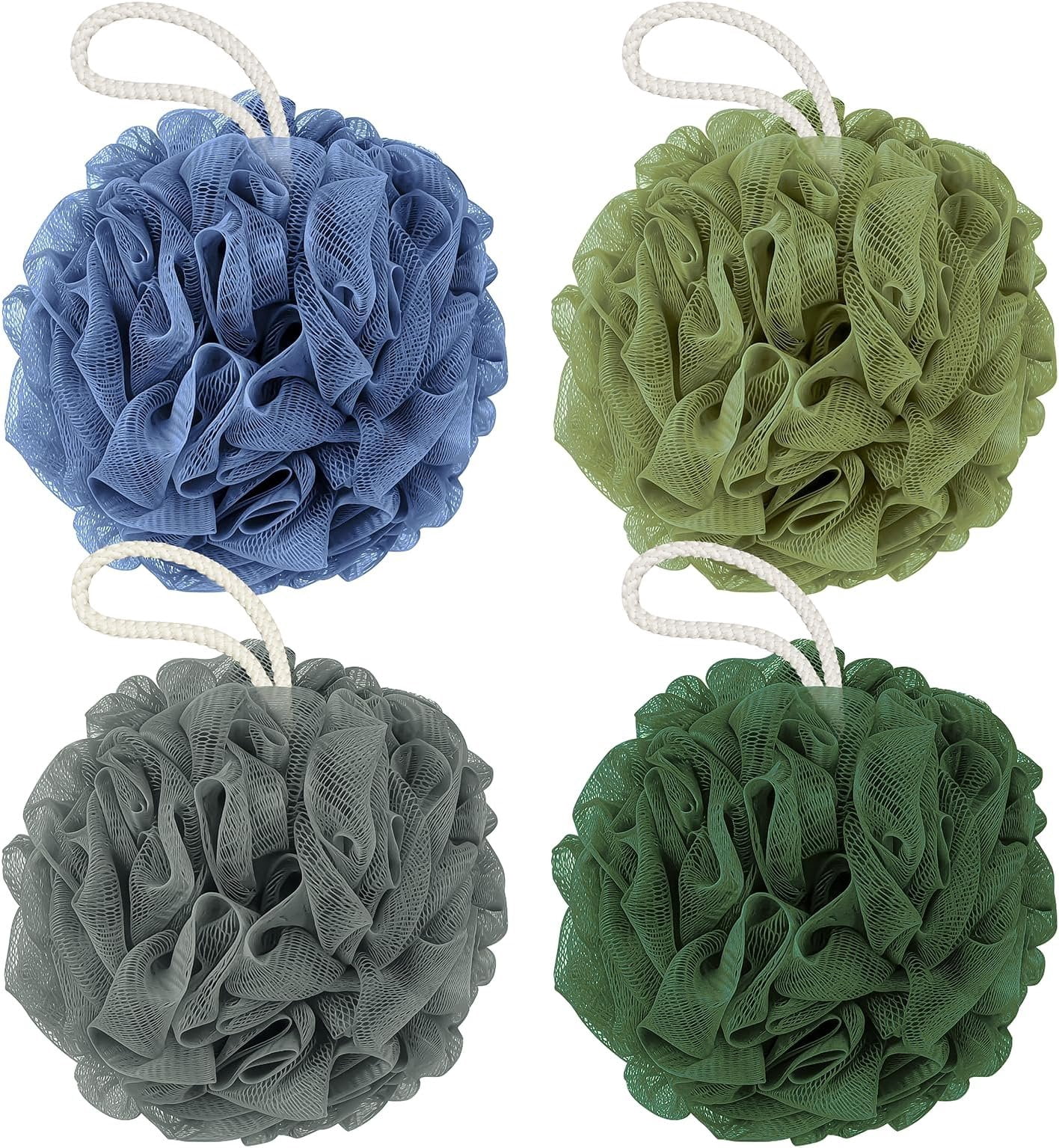 Shower Loofah Bath Sponge, 60G Loofah , 4 Color Mesh Shower Pouf Balls ...