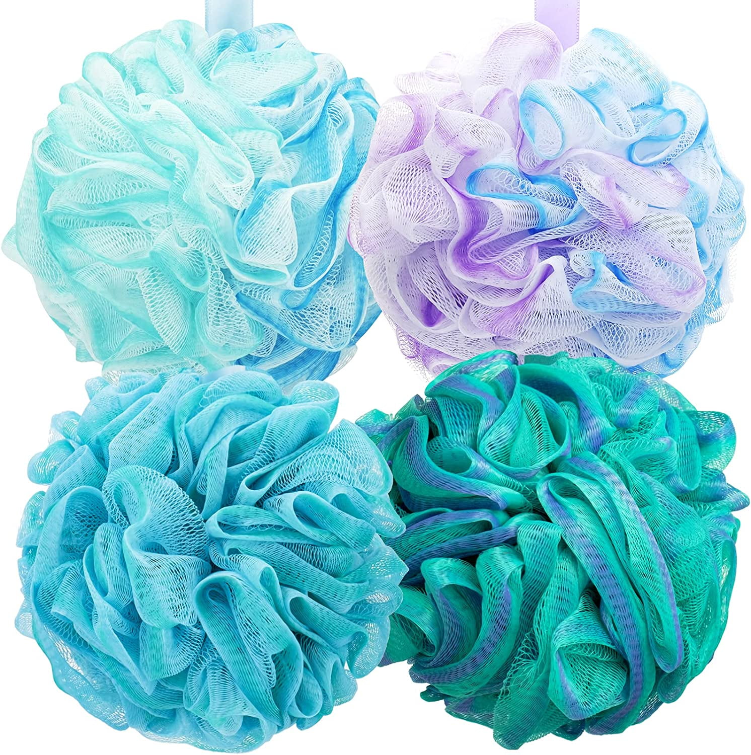 Shower Loofah Sponge Pouf, 75g Exfoliating Body Scrubber, Mesh Bath ...