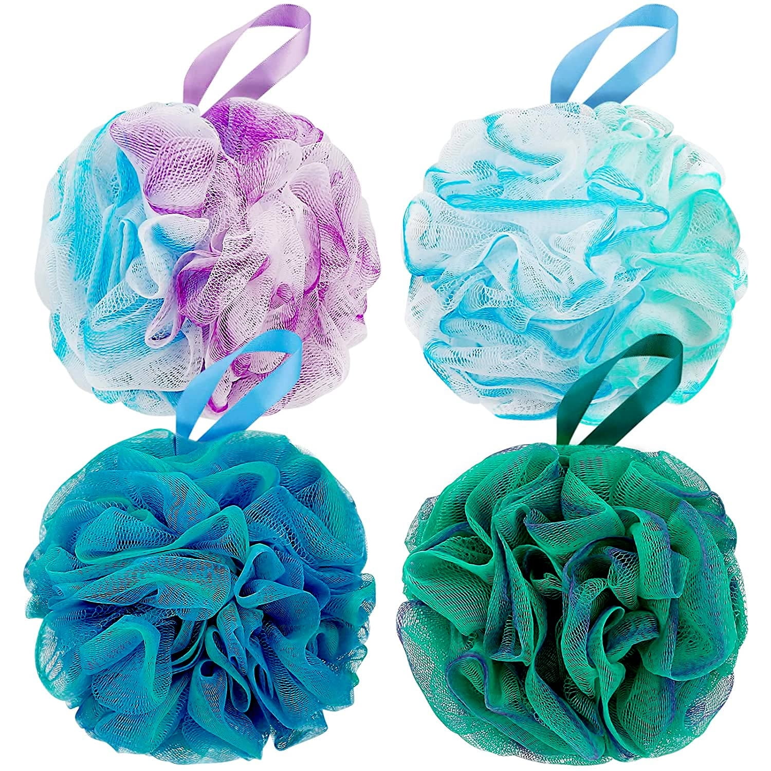 Casewin Loofah Bath Sponge Pack Soft Large Shower Puffs Set Of 4 In