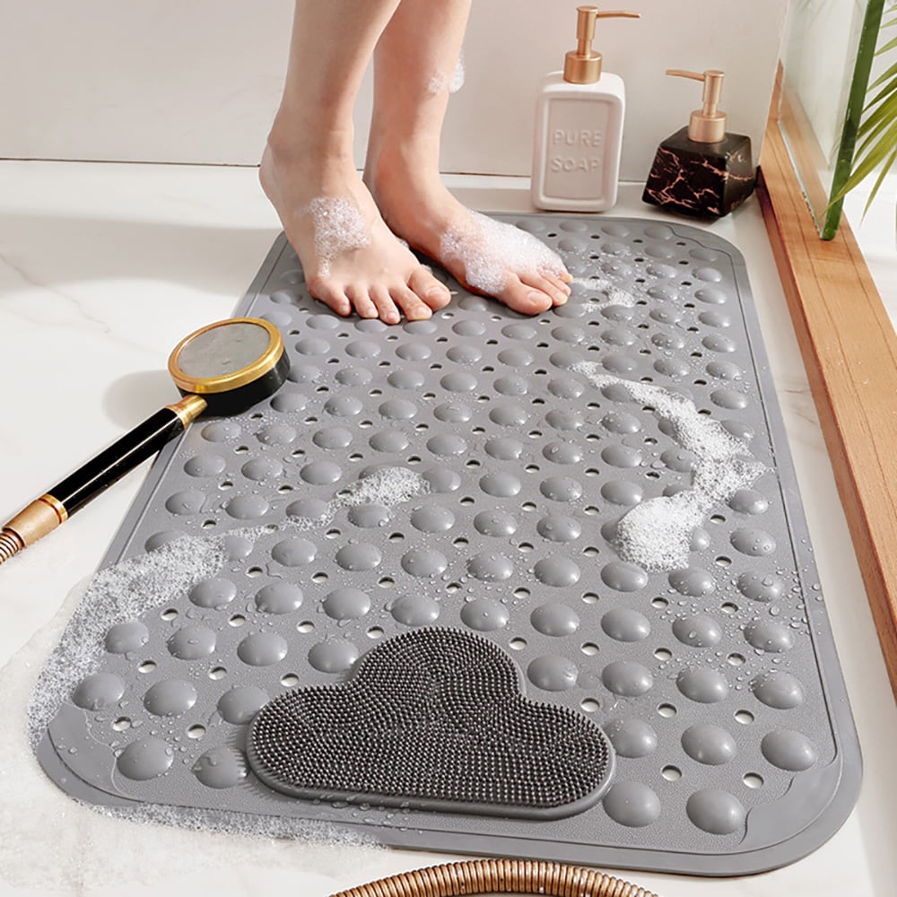 Shower Mat,Rubber Bathtub Mat, Non Slip Bath Mat with Suction Cups and ...