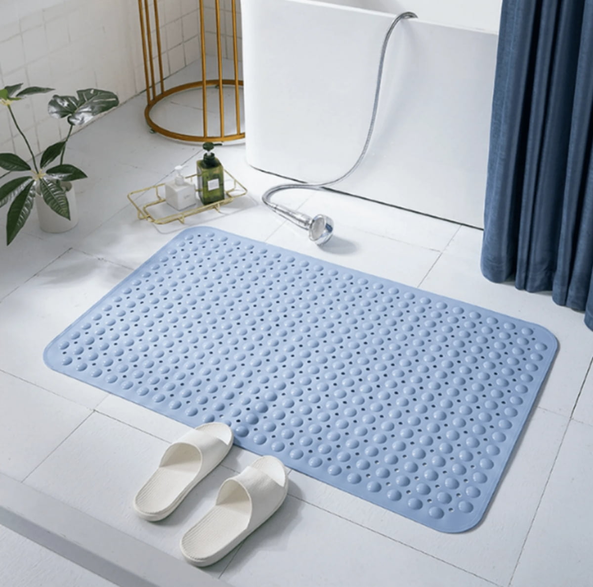 Shower Mat TPE Non Slip Shower Mat, Inside Shower Mat with Drain Holes ...