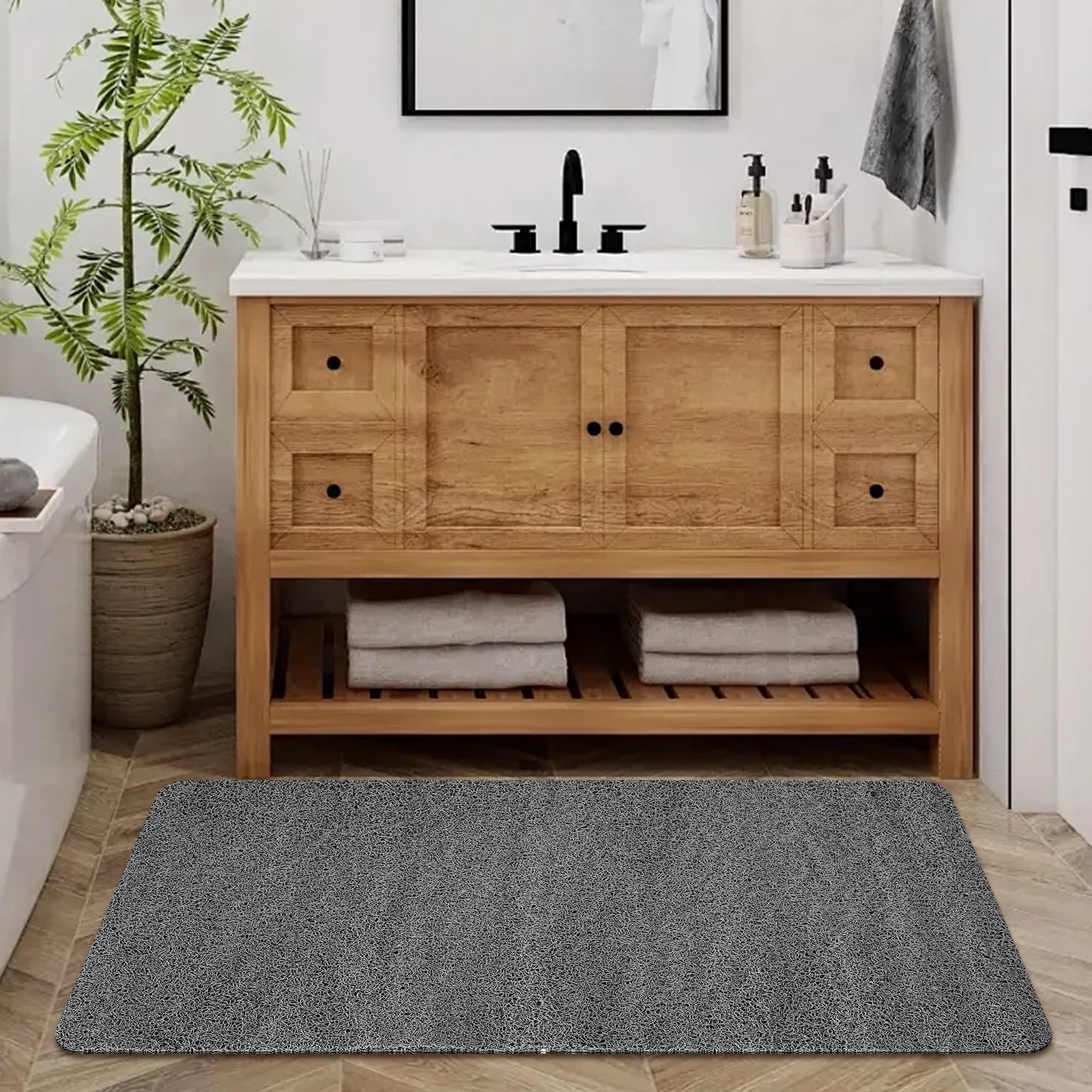 Shower Mat Without Suction Cups Nonslip Bath Mat PVC Bathtub Mat Quick ...