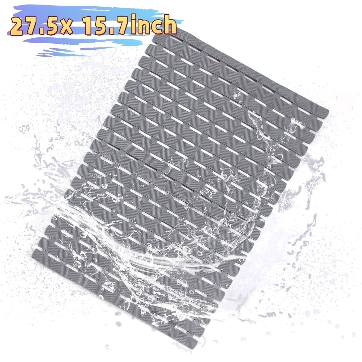 Shower Mat for Bathtub with Suction Cups 27.5"X15.7", Non-Slip Bathtub ...