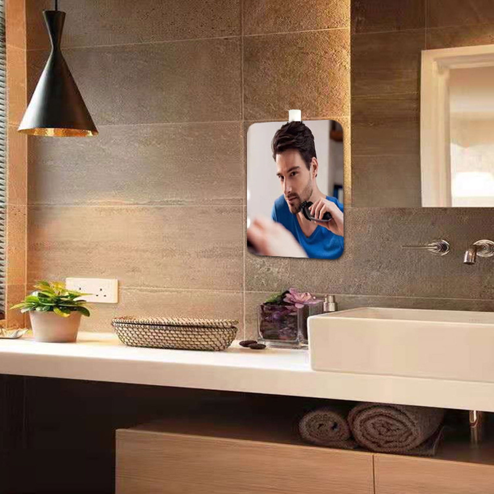 Shower Mirror Bathroom Fogless Mirror Washroom Travel Mirror, Wall ...