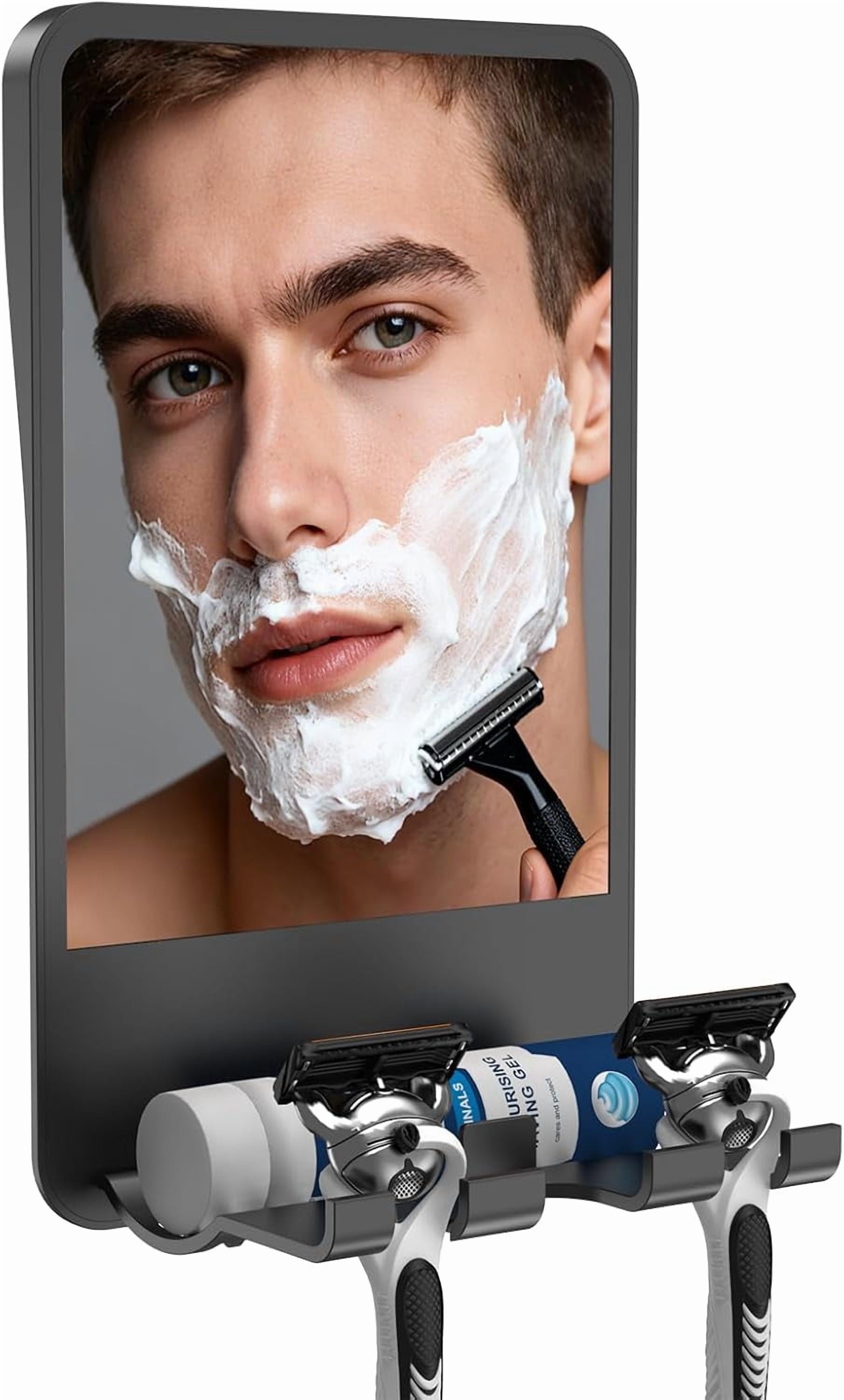Shower Mirror Fogless with Storage for Razor and Shaving Foam, Adhesive ...