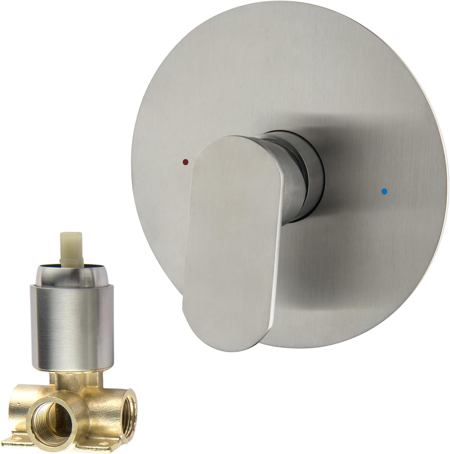 Shower Mixer Valve Kit, Single Function Round Shower Handle Valve, Wall ...