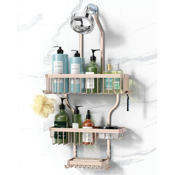 Shower - Never Rust Shower Organizer - over The shower with 10 Hooks ...