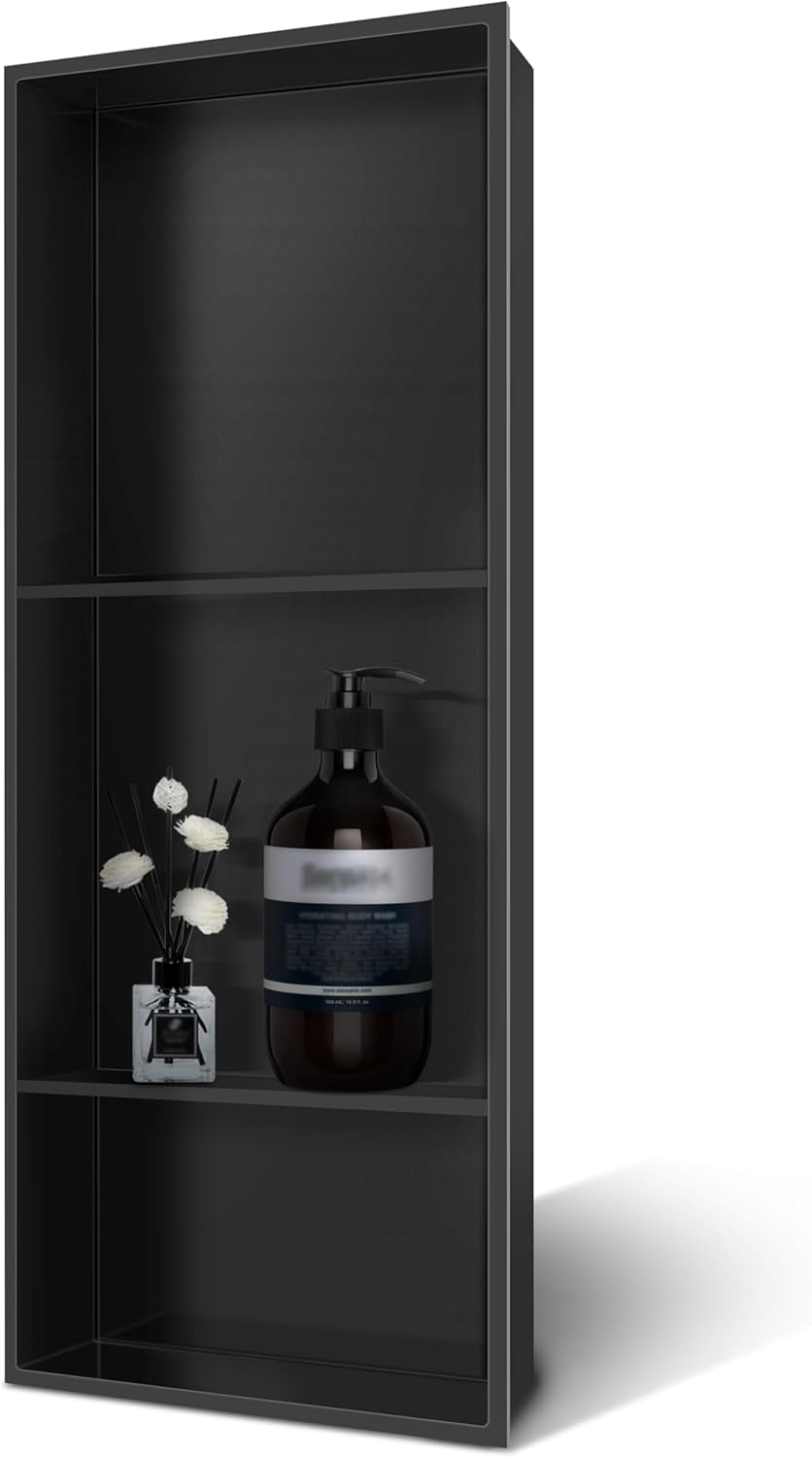 Shower Niche 13 × 31 Black, 3 Shelves Wall Niche Recessed Shelf for ...
