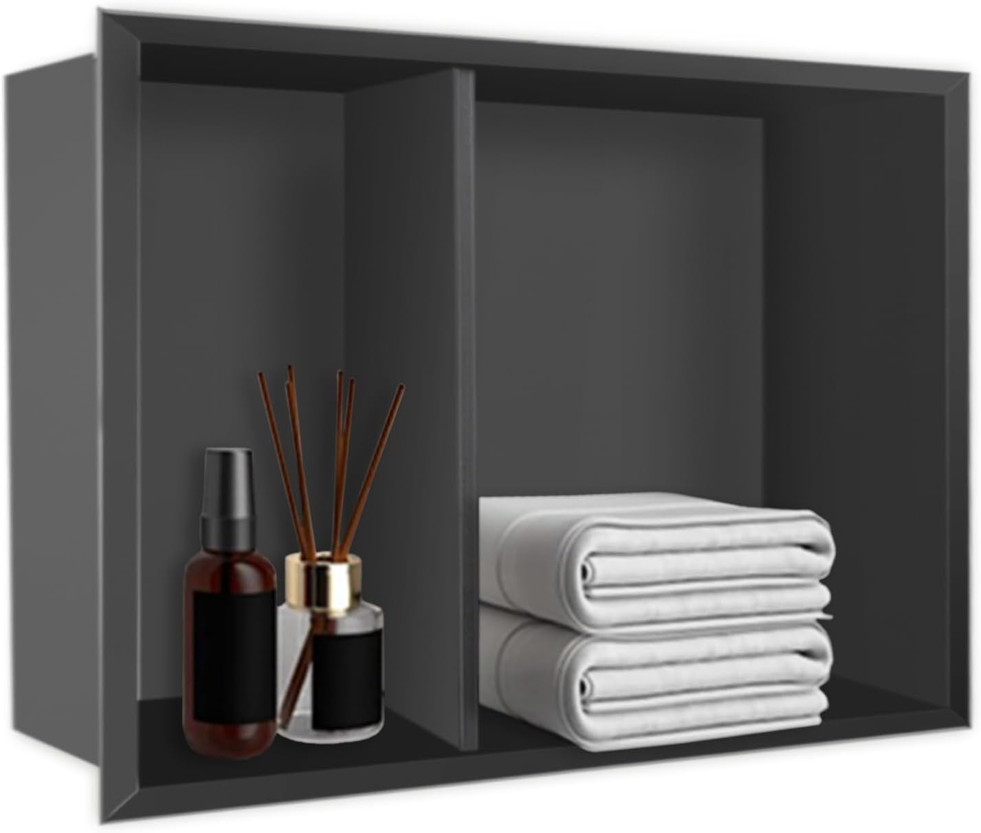 Shower Niche 16" x 20",Black Wall Shower Niche No Tile Needed,Stainless ...