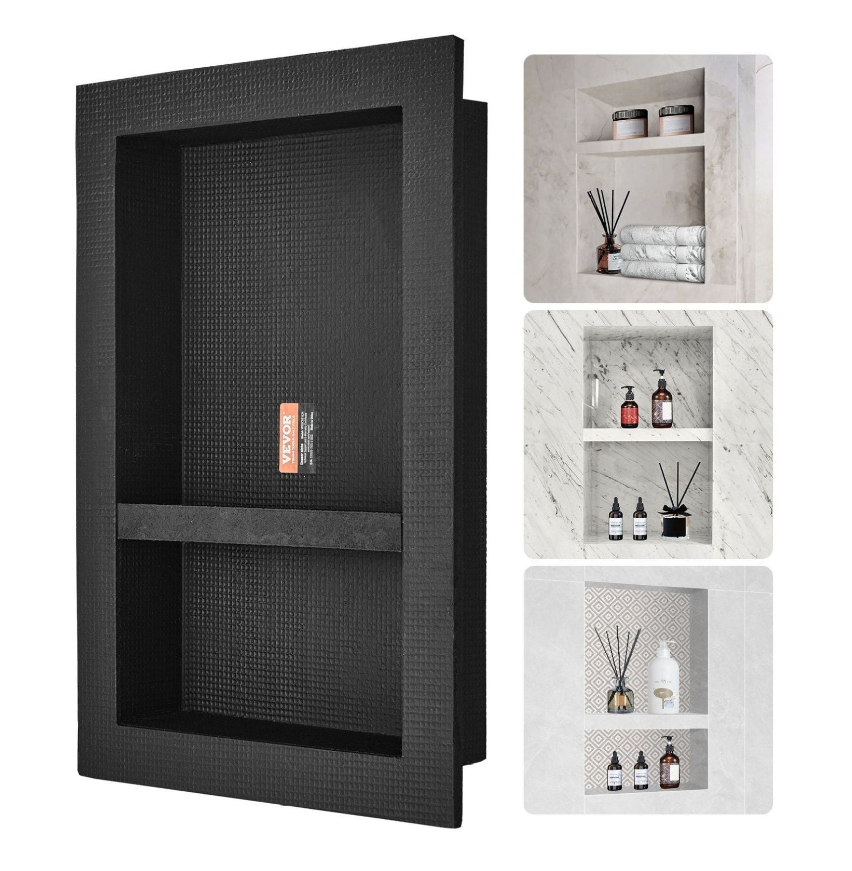 Shower Niche Ready for Tile 16" x 24", Double Shelf Organizer, Square ...