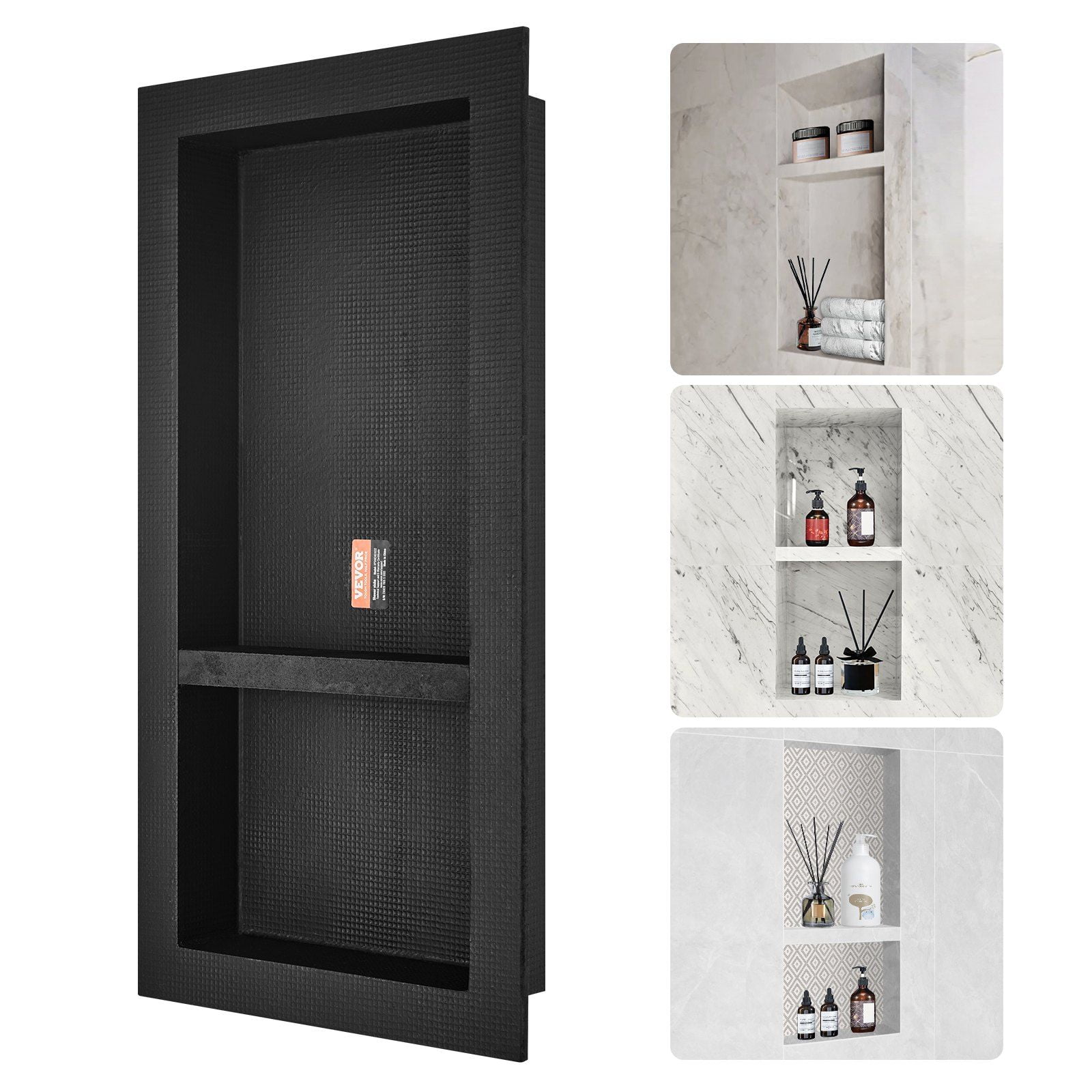Shower Niche Ready for Tile 16" x 32", Double Shelf Organizer, Square ...