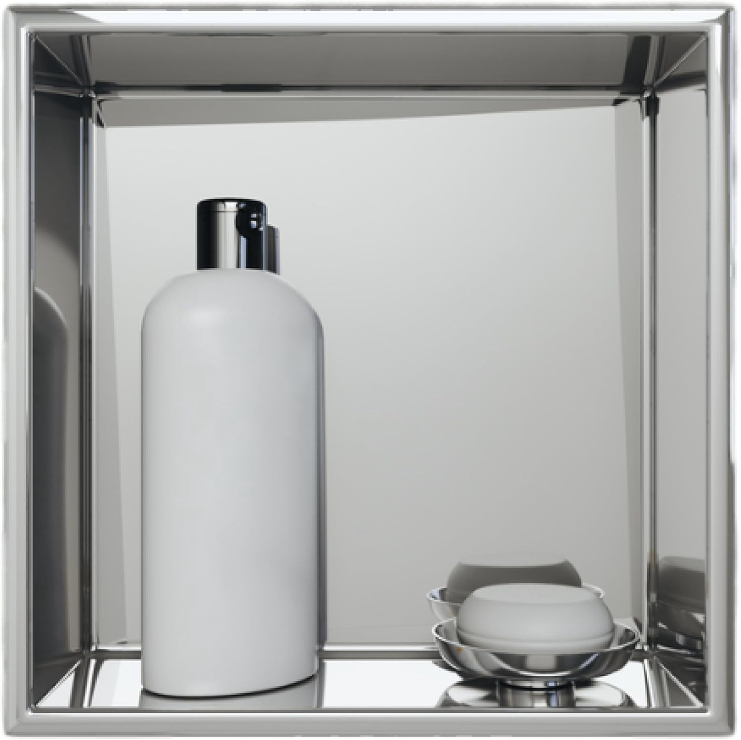 Shower Niche – NO TILE NEEDED 12" x 12" Polished Chrome Single Shelf ...