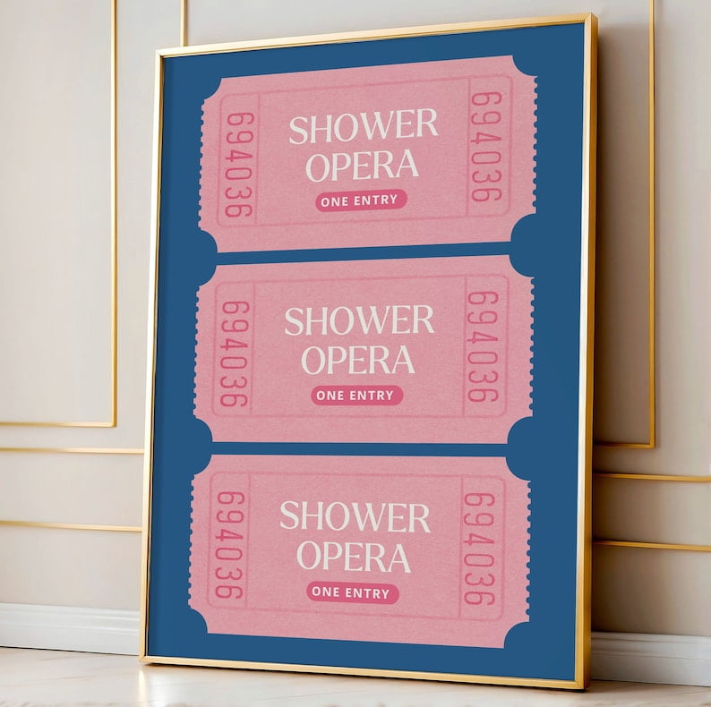Shower Opera Funny Bathroom Signs Aesthetic Bathroom Decor Blue Pink ...