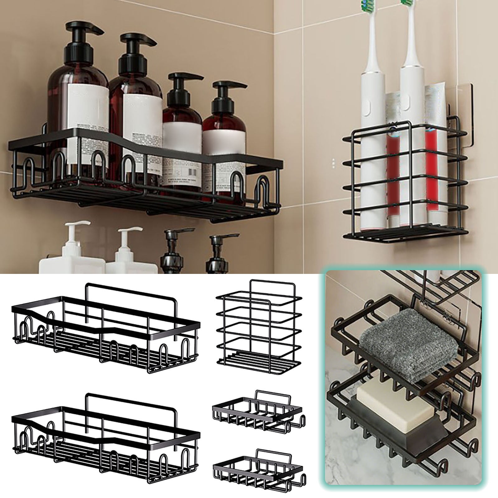 Shower Organizer 5 Pack Shower Organizer Shower Storage Wall Rack With ...