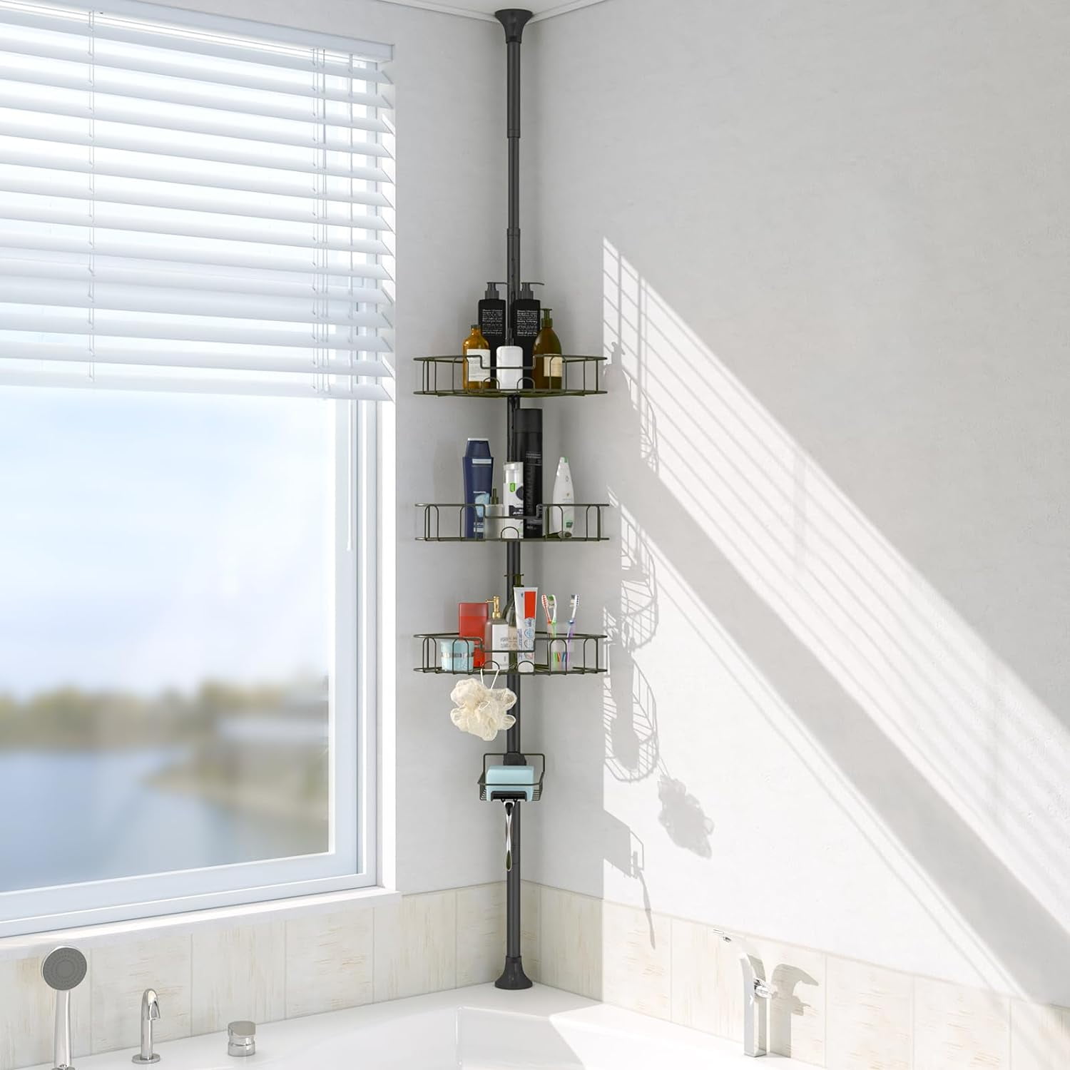 DEROFIT Shower Organizer Caddy 39-125" Stainless Steel Shower Shelves ...