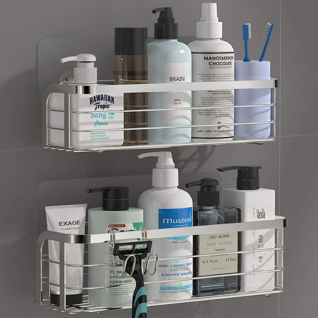 LUXEAR 2 Pack Adhesive Shower Caddy, Wall Mounted Organizer for ...