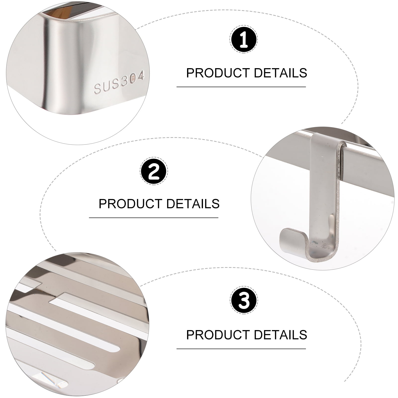 Shower Organizer Stainless Steel Bathroom Shower Rack Shelf with Hooks ...