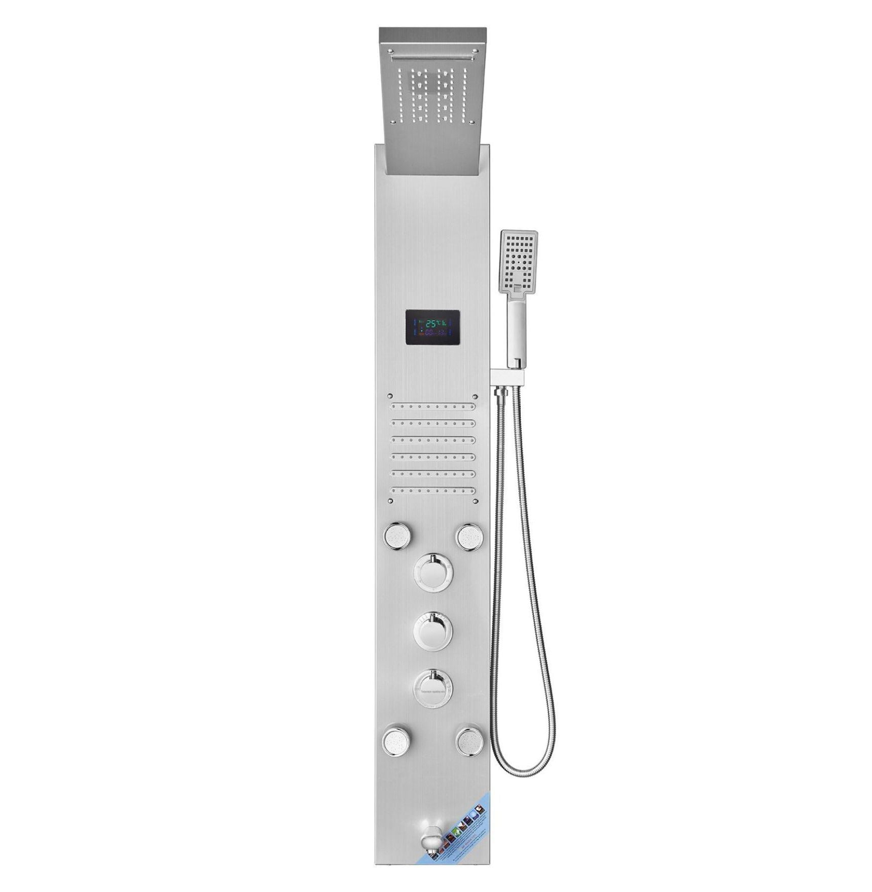 Shower Panel System, 6 Modes, LED Display, Stainless Steel Wall Mounted ...