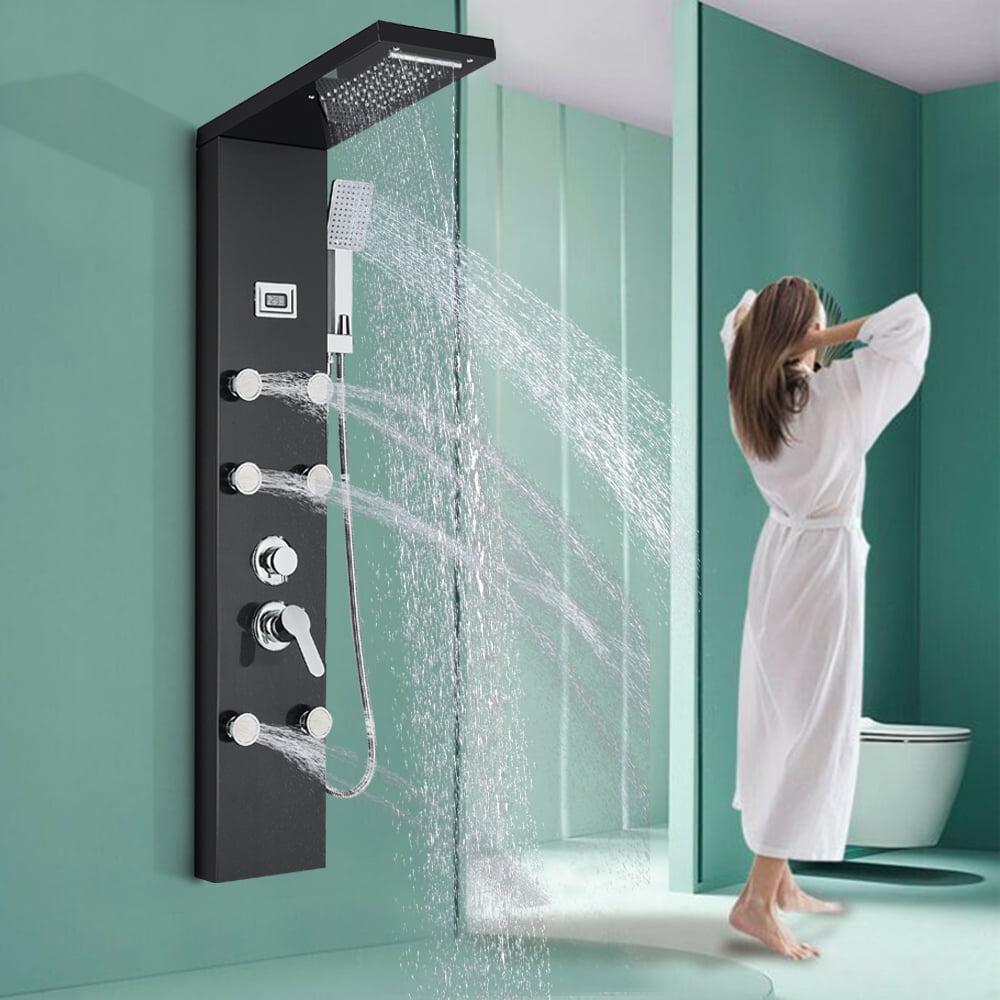 Shower Panel Tower with Rain&Waterfall Shower Head 6 Body Jets ...