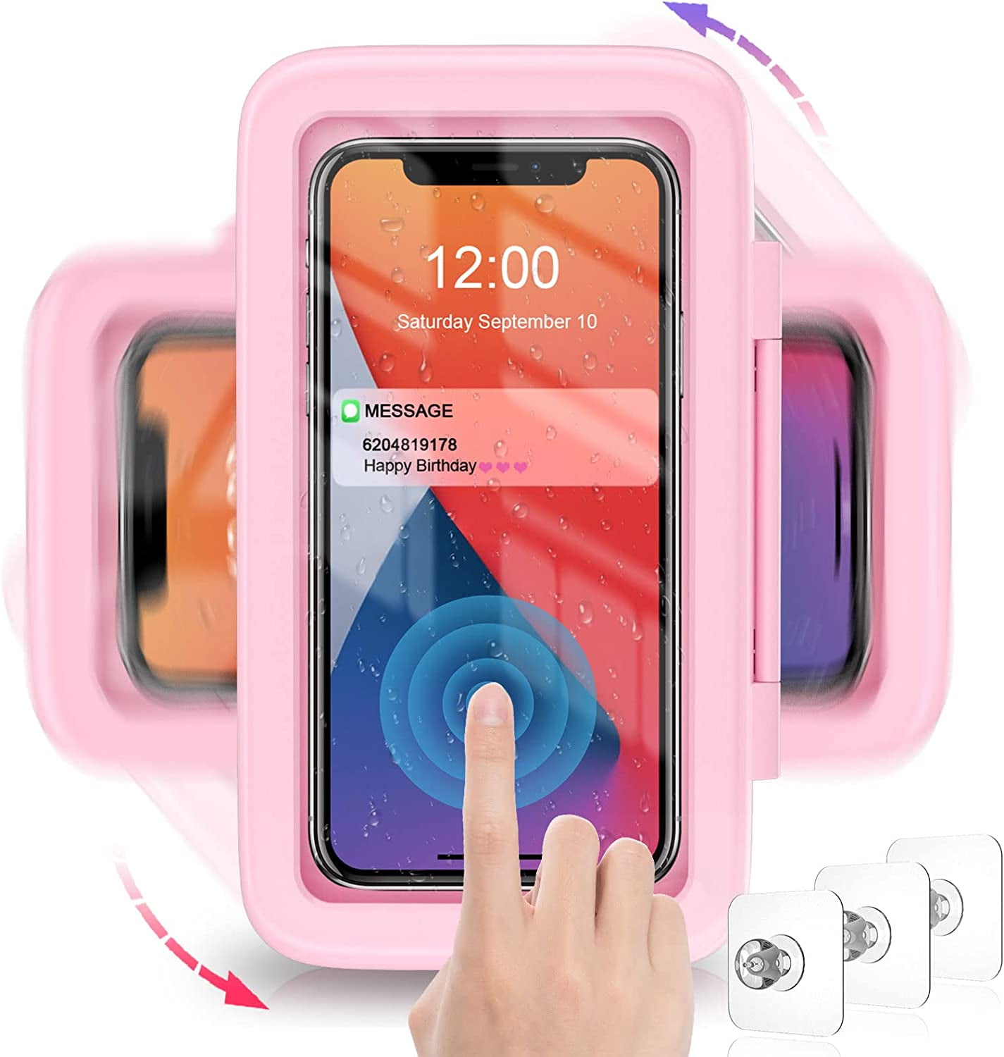 Shower Phone Holder Waterproof 480° Rotation Shower Phone Case HD Touch ...