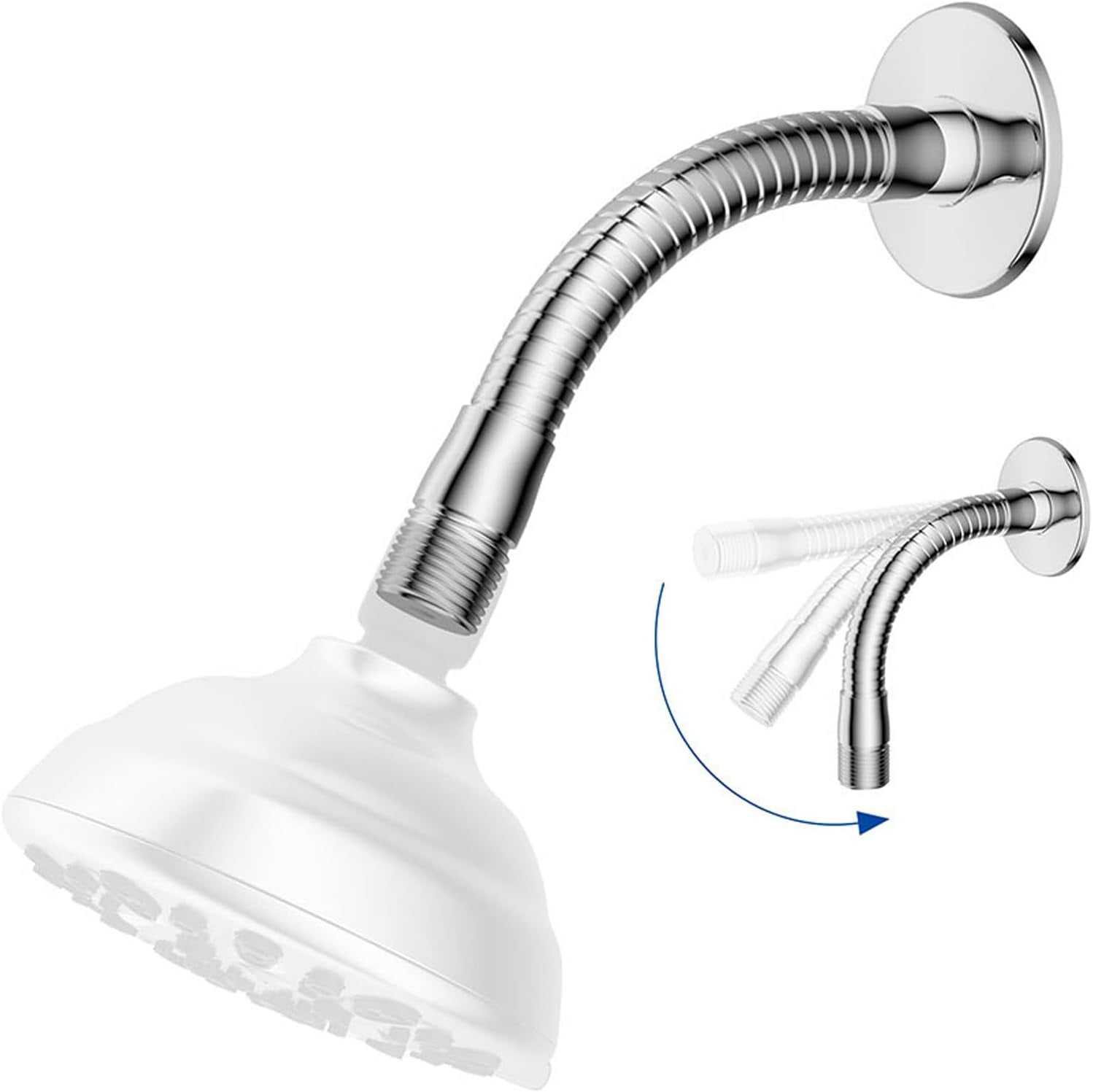 Shower Pipe Extension, Adjustable Shower Head Extension Arm with Flange ...