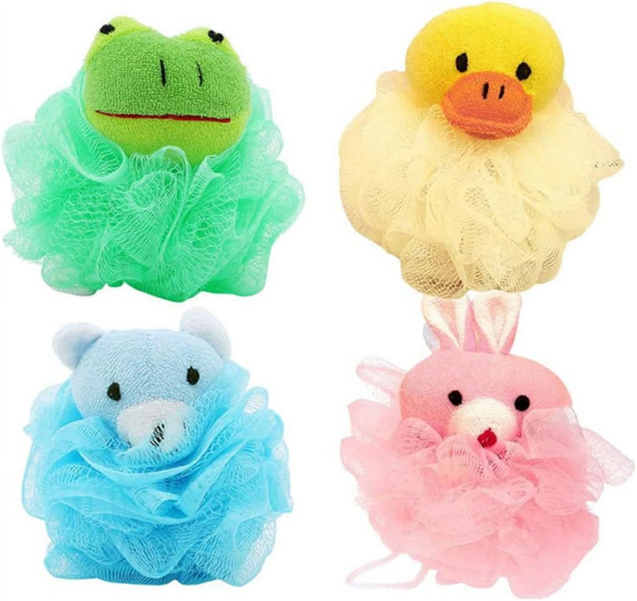 Shower Puff 4pcs Bath Flower Face Scrubber Bath Loofah Face Sponge ...