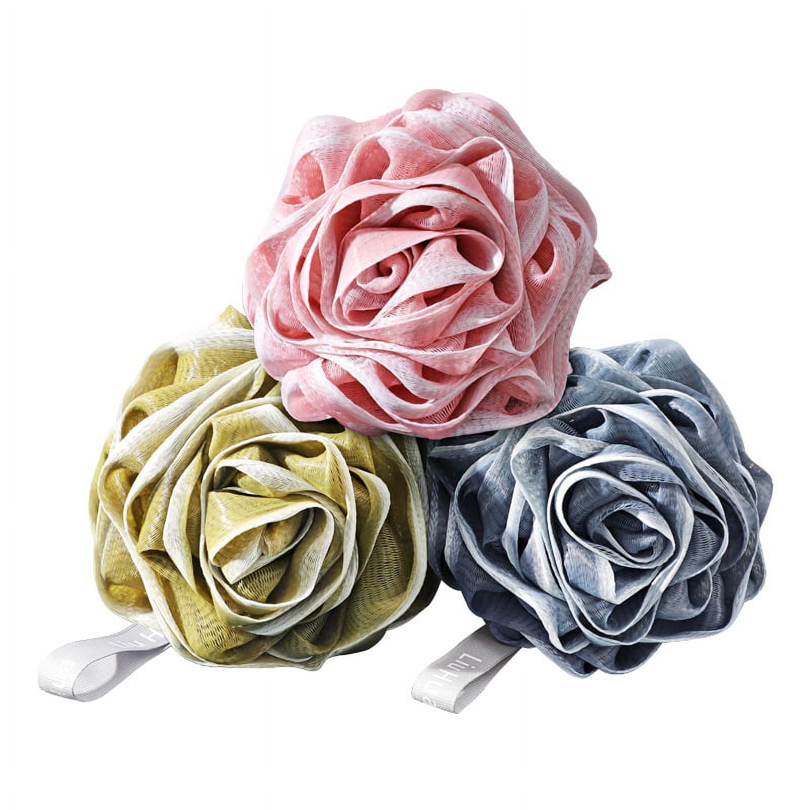 Shower Puffs, Rose Flower Mesh Poufs, Bath Loofah, Rose Poufs, Random ...