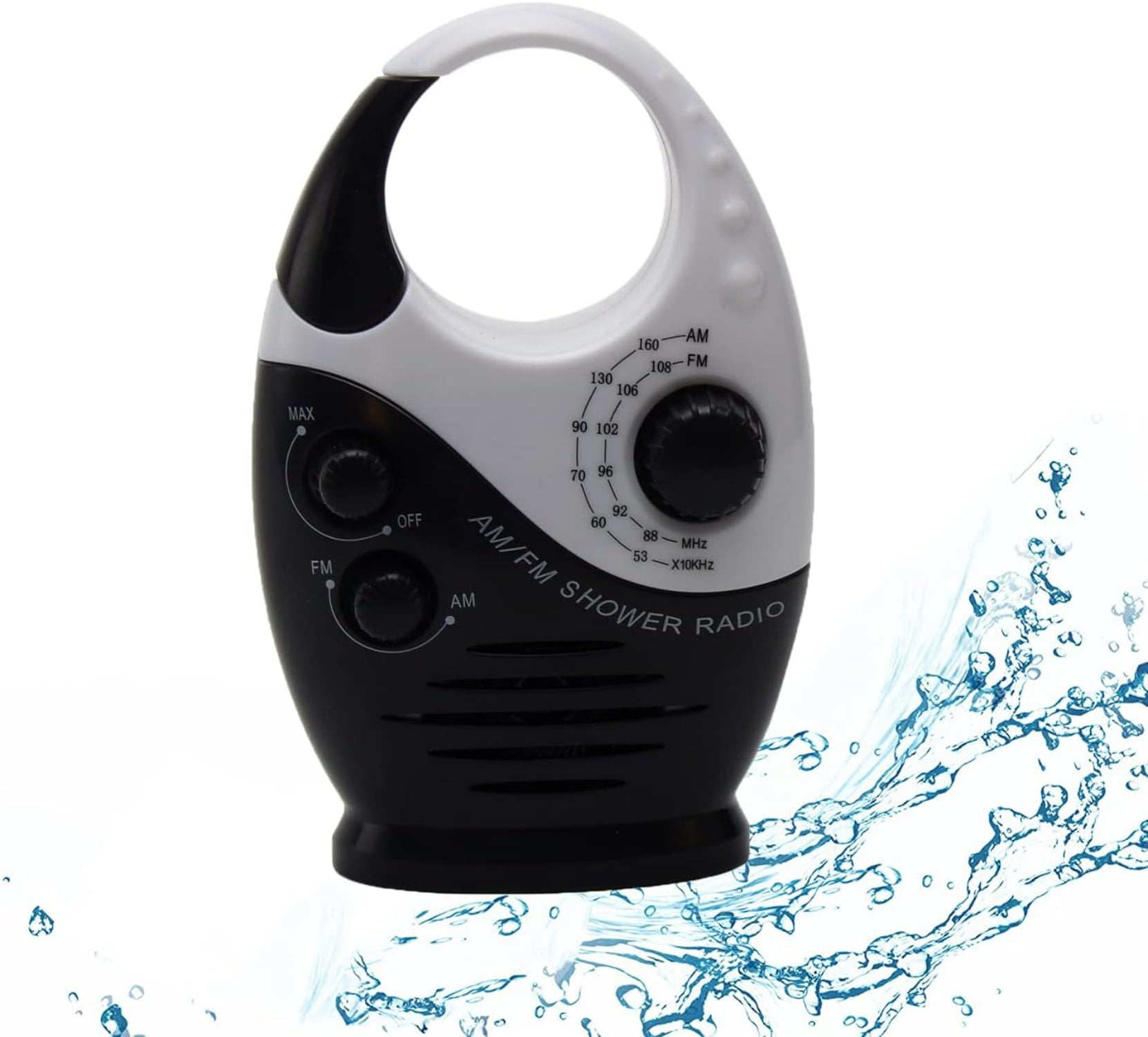 Shower Radio, Bathroom Radio AM FM, Waterproof Hanging Shower Radio ...