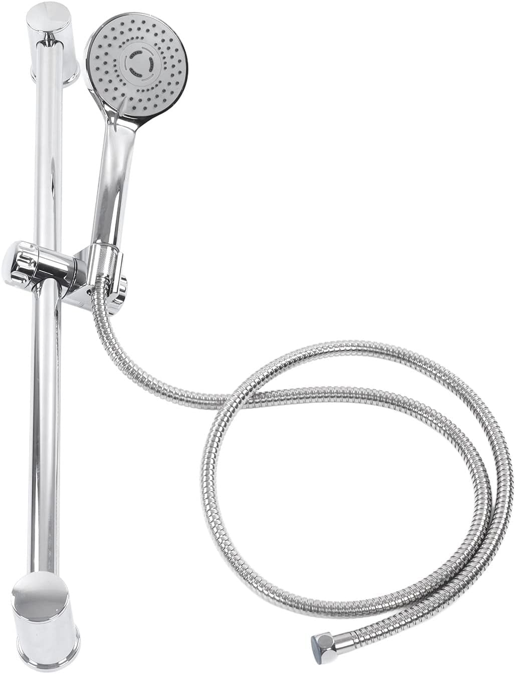 Shower Rail Set Handheld Shower Head Adjustable Slide Bar with 150cm/59 ...