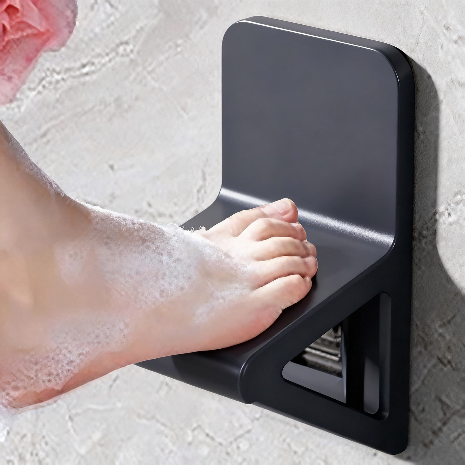 Shower Rest Leg Shaving Footrest No Drilling Wall Mount Step With Tray ...