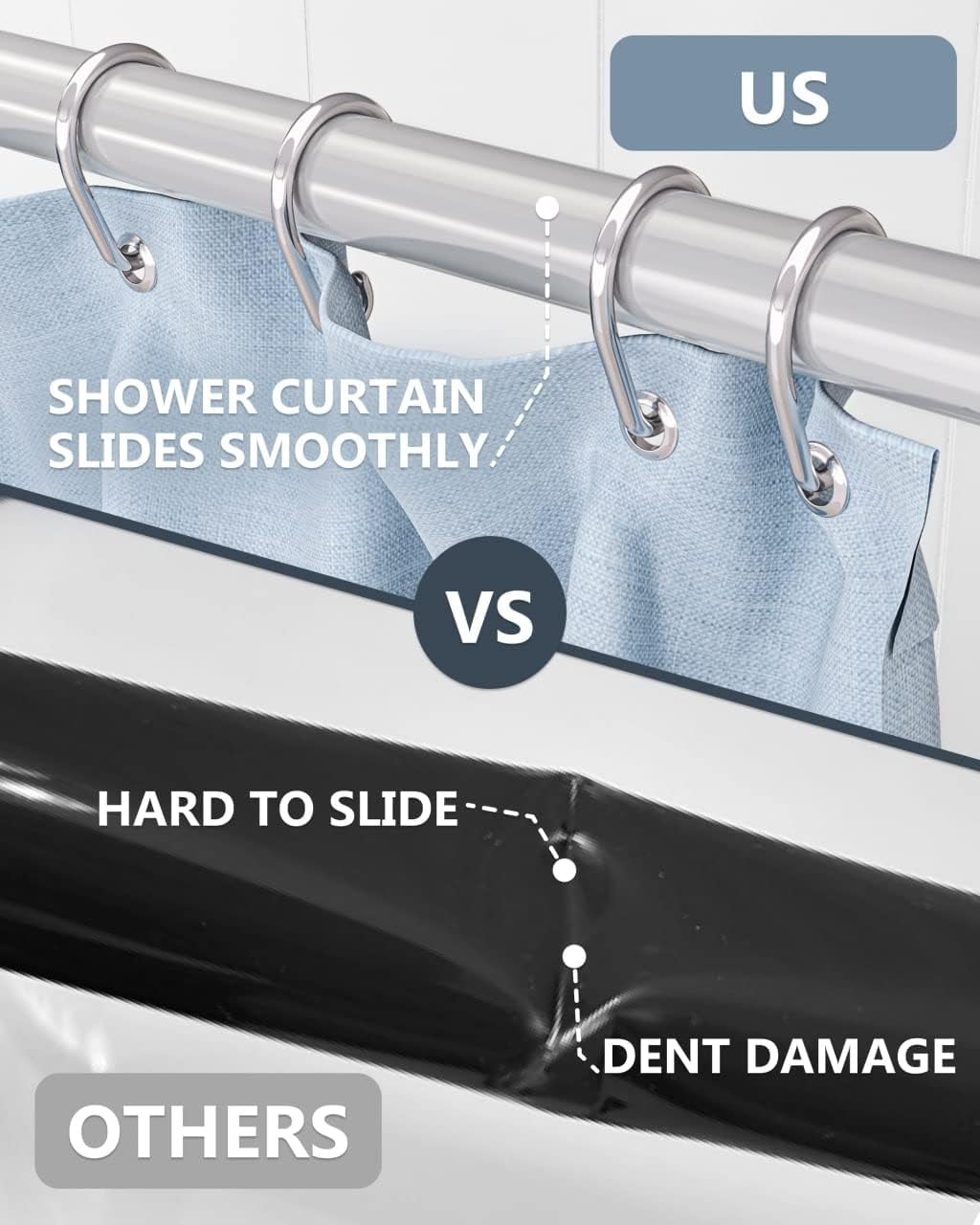 Shower Rod Cover - Silver 58 Inches Protective Shower Rod Covers ...