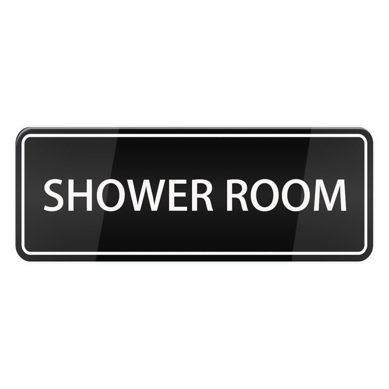 Shower Room Sign, 10 X 3 Inch Acrylic Plastic Sign With Symbols, Self ...